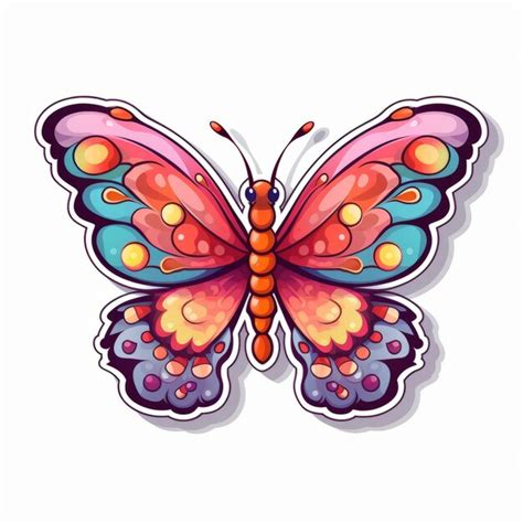 Una Mariposa Colorida Con Un Contorno Negro Sobre Un Fondo Blanco