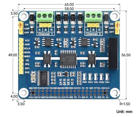 2 Channel Isolated RS485 Expansion HAT For Raspberry Pi SC16IS752 SP3485 Solution With Multi