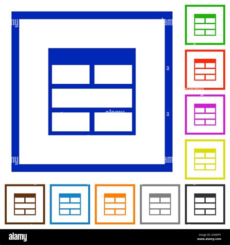 set of color square framed spreadsheet horizontally merge table cells flat icons stock vector