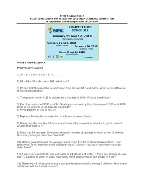 Math Grade 6 Reviewer