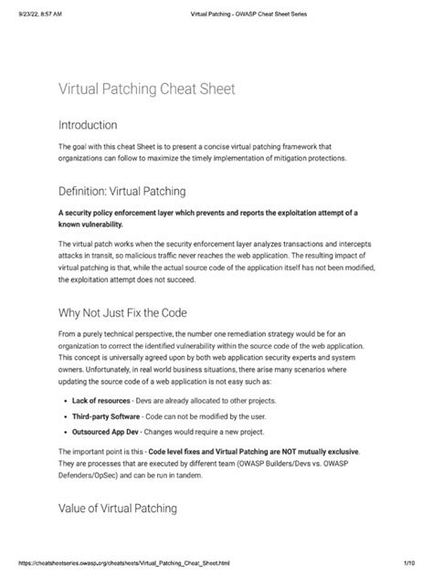 virtual patching cheatsheet pdf