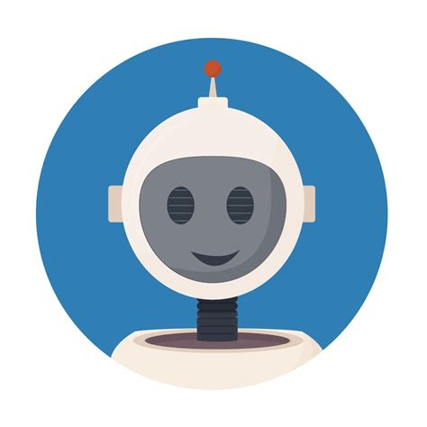 Chat Bot Robot Avatar In Circle Round Shape Isolated On White