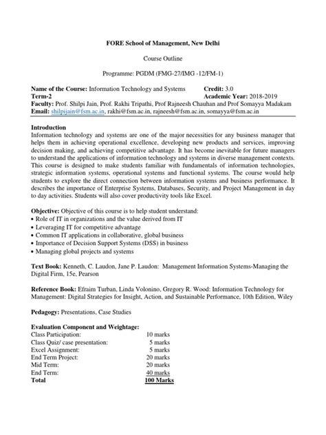Information Technology And Stystem Fmg 27 Img 12 And Fm 1 Prof Rakhi