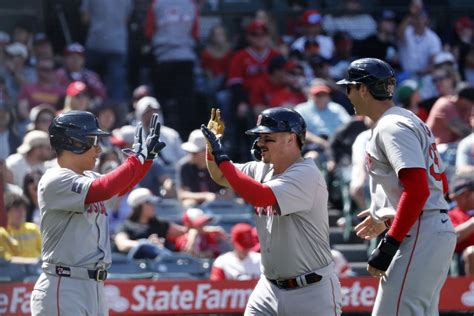 Red Sox 12 Angels 2 Houck Homers Happy Over The Monster