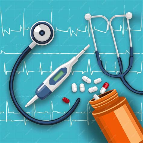 Premium Vector A Medical Theme On A Turquoise Background With An