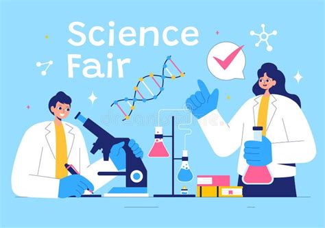 Science Fair Vector Illustration Featuring A Chemist Conducting