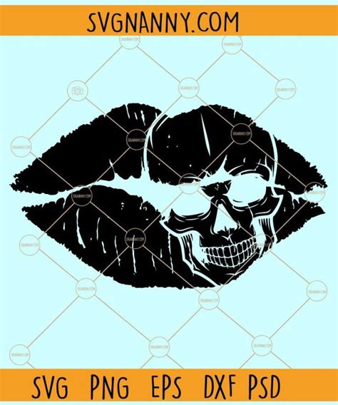 Lips Skull Print Svg Lip Skull Print Kiss Svg Skull Svg Lips Svg