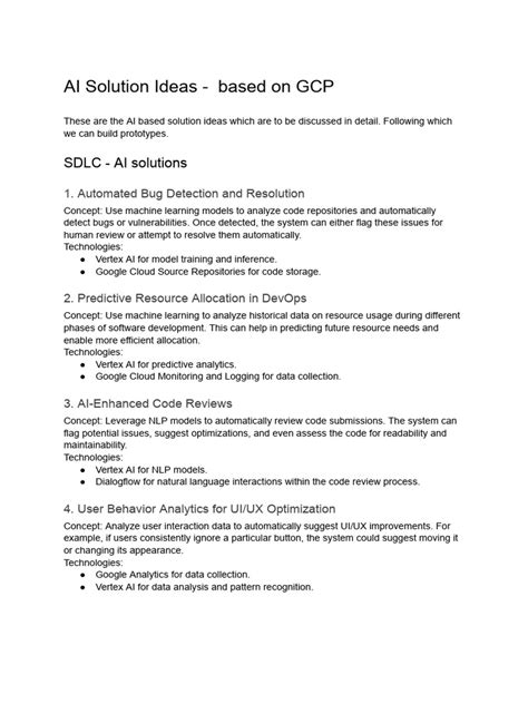 Ai Solution Ideas Pdf Artificial Intelligence Intelligence Ai