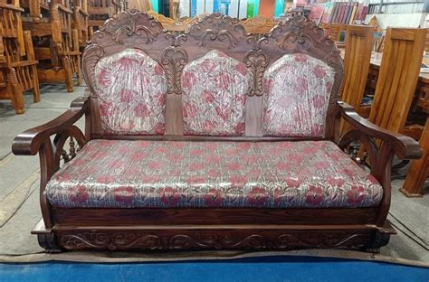 3 Seater Brown Printed Rectangular Teak Wood Sofa At Rs 35000 Teak
