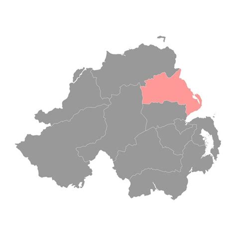북아일랜드 벡터 그림의 중부 및 동부 Antrim 지도 행정 구역 프리미엄 벡터