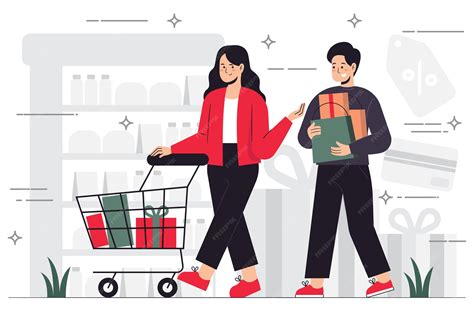 Gente Dibujada A Mano Comprando En Diseño Plano Vector Premium