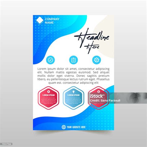 Template Flyer Biru Gradien Abstrak Modern Dengan Bentuk Cairan