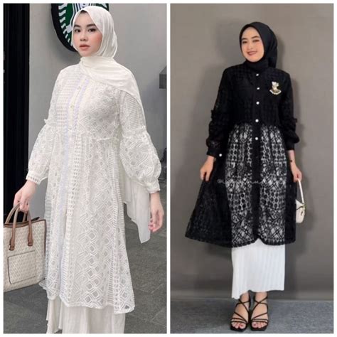 Jual Outer Brukat Cardigan Brokat Lengan Panjang Atasan Outher Brukat