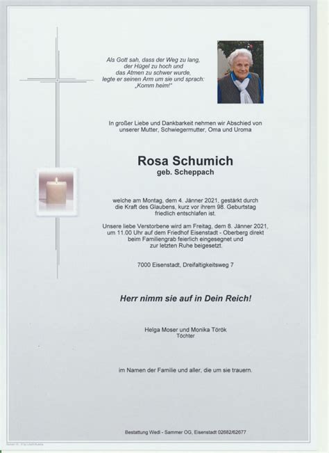 Schumich Rosa Bestattung Sammer