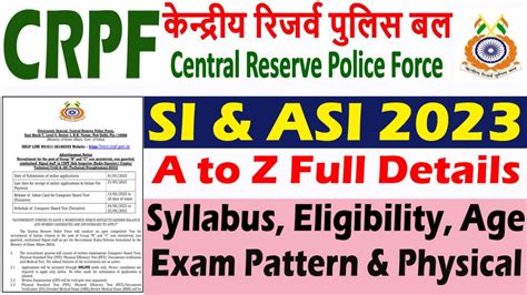 CRPF Exam Pattern And Syllabus 2023 SI ASI Group B C Signal Staff