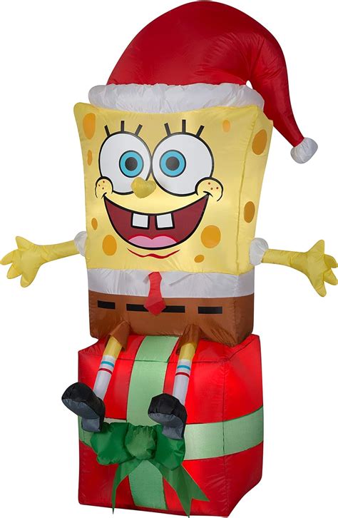 Gemmy Spongebob Squarepants On Present Christmas Inflatable