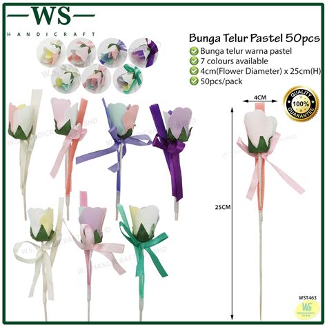 Bunga Telur Pastel Colour 50pcs Pack Doort Kahwin Bunga Telur Warna Pastel Wst463p Shopee