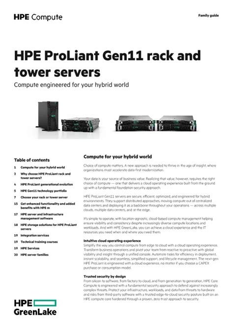 Hpe Proliant Gen11 Rack And Tower Servers