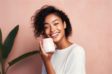 A Pacific Islander Womans With Skincare Product Smile Happy Joy