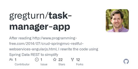 GitHub Gregturn Task Manager App After Reading Programming Free Crud