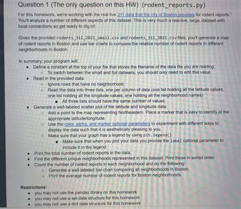 Question 1 The Only Question On This HW Chegg