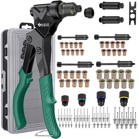 Jigiu Rivet Nut Tool Rivet Gun Reamer 3 In 1 360 Swivel
