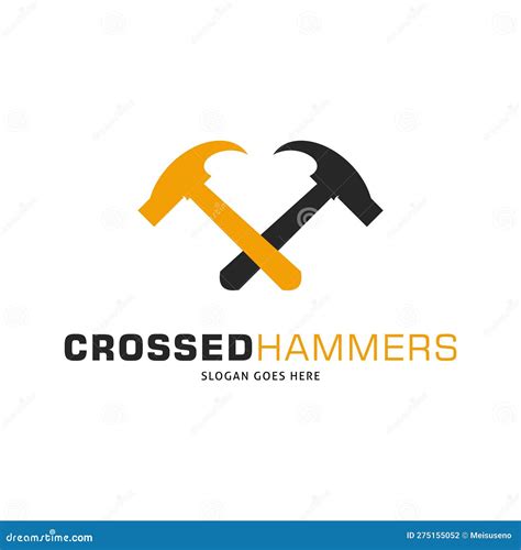 Crossed Hammers Icon Vector Logo Template Illustration Design Stock
