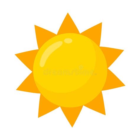 Yellow Sun Icon Simple Cartoon Style Design The Rays Of The Sun In