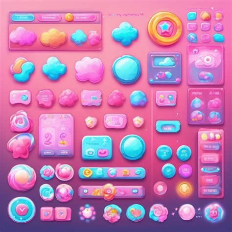 Cotton Candy Ui Assets Game Design Candy Games Candy Icon