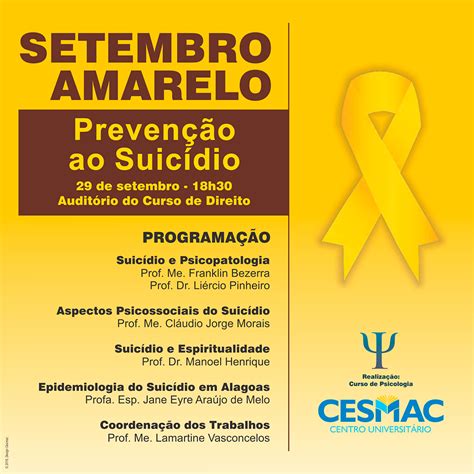 Setembro Amarelo mês Internacional de Prevenção ao Suicídio