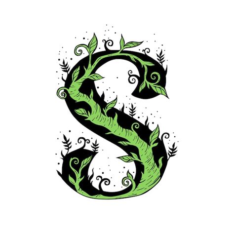 Premium Vector Letter S Tree Branch Formed From Twigs Leaves
