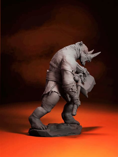 Raino The Rhino Warrior Only Free Base Free 3d Model 3d Printable