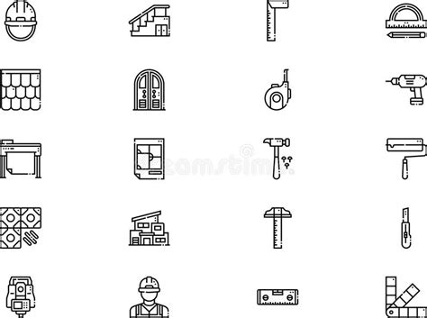 Architecture Icons Collection Is A Vector Illustration With Editable Stroke Stock Vector