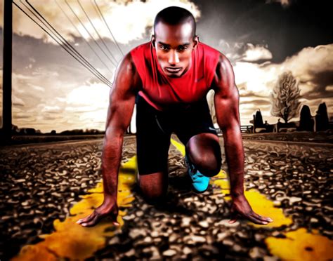 Мускулистый парень на низком старте · бесплатная фотография