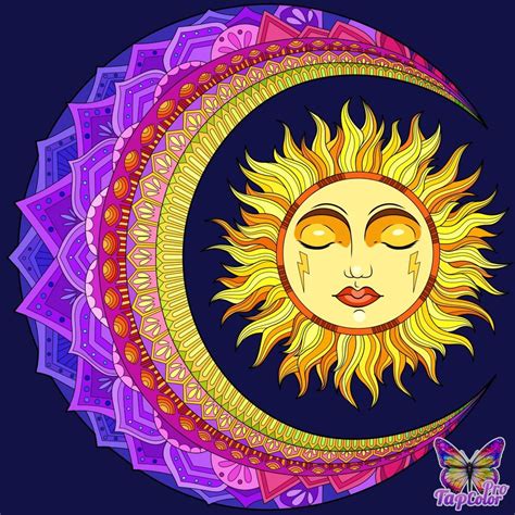 Sun Moon Stars Color By Numbers Coloring Apps Goddess Art Moon Art