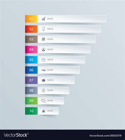 10 Graph Data Infographics Tab Paper Index Vector Image