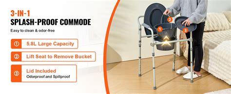 Vevor Chaise Percée Chaise De Nuit Avec Siège Plus Large Hauteur