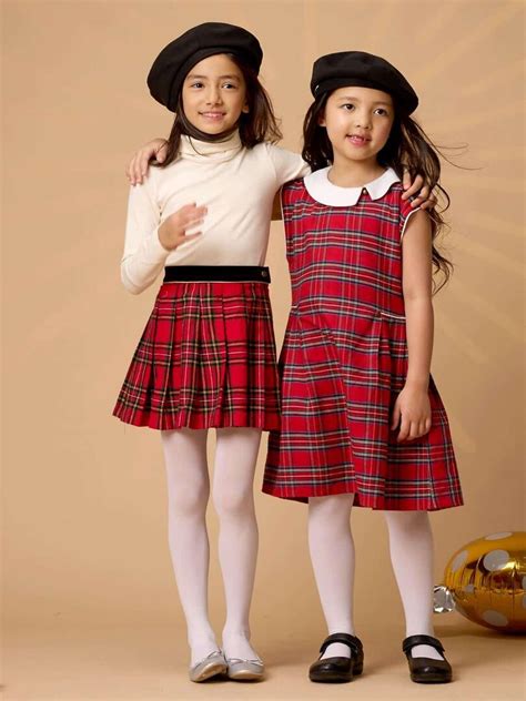 Jupe Écossaise Fille Laine Carrx Tartan Rouge LONDON La Faute à