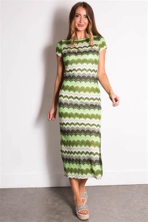 Kiwi Abstract Print Short Sleeve Maxi Dress Lime Lush Boutique
