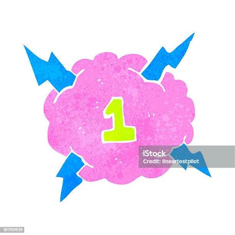 복고풍 말풍선이 있는 Thundercloud 기호까지 번호 1 0명에 대한 스톡 벡터 아트 및 기타 이미지 0명 고풍스런