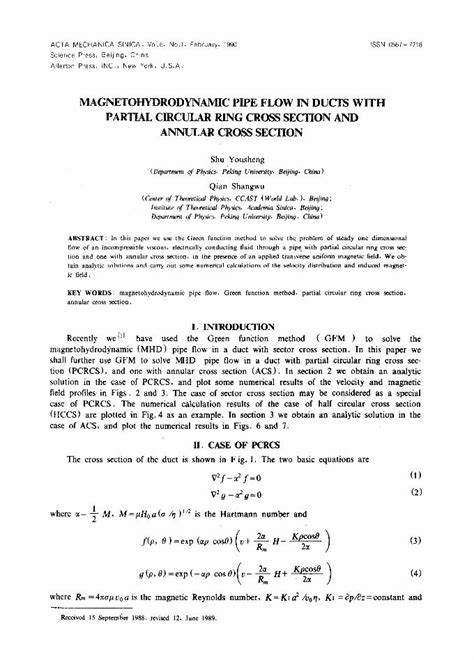 Pdf Magnetohydrodynamic Pipe Flow In Ducts With Partial Circular Ring