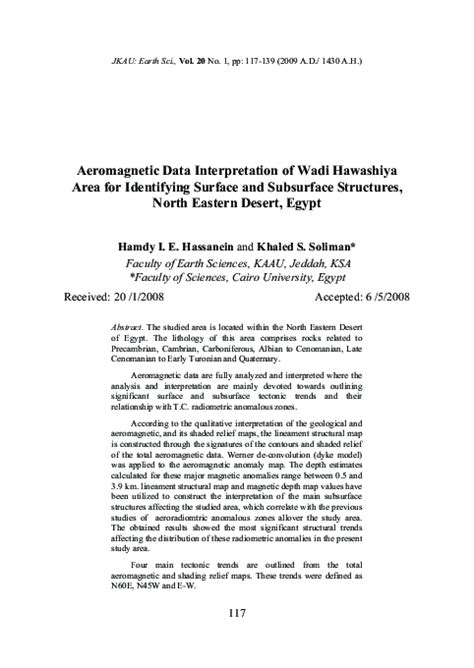 Pdf Aeromagnetic Data Interpretation Of Wadi Hawashiya Area For Identifying Surface And