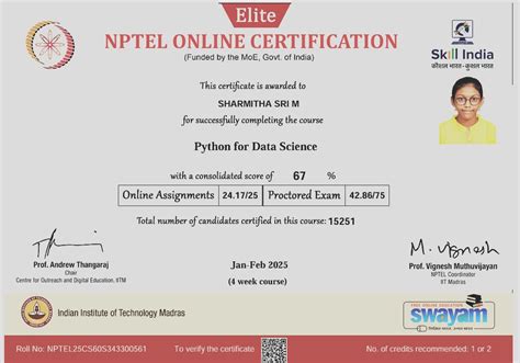 Nptel Elite Pythonfordatascience Python Iitmadras Selfdevelopment