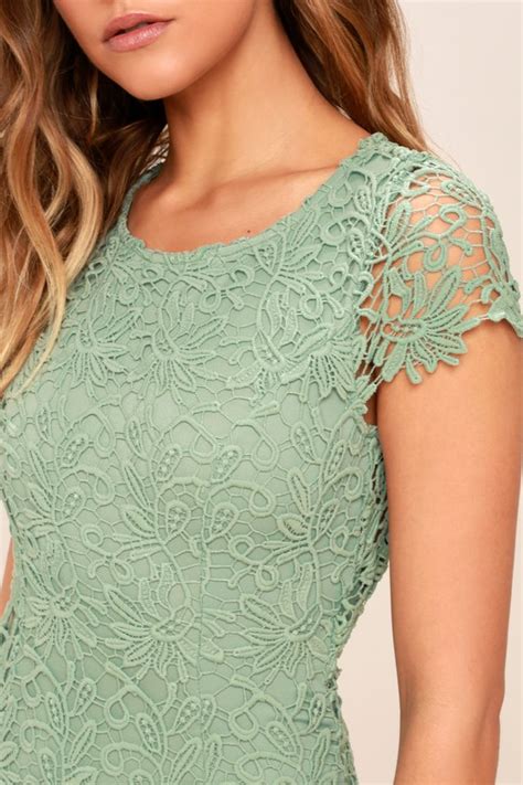 Cute Backless Dress Sage Green Dress Lace Dress 5800