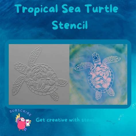 Tropical Sea Turtle Stencil Stencil Printing Stencils Alcohol Ink
