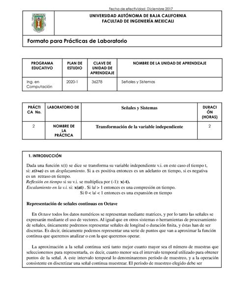 Práctica 2 Transformación De La Variable Independiente Fecha De