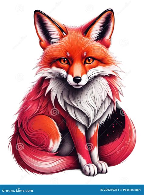 Ruby Fox Crayon Illustration Stock Illustration Illustration Of Head