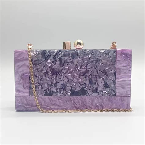 XIYUAN Lady Purple Pink Green Fushia Acrylic Box Evening Bag Women