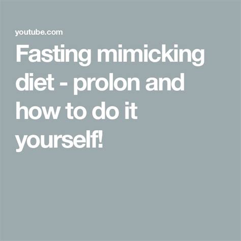 Fasting Mimicking Diet Prolon And How To Do It Yourself Diet Keto