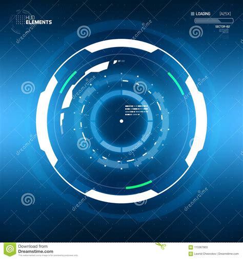 Futuristic Sci Fi Circular Hud Element Stock Vector Illustration Of